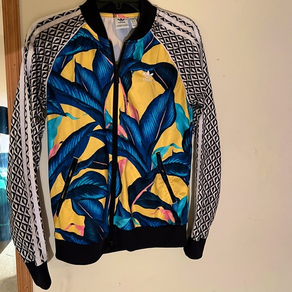 adidas | Jackets & Coats | Adidas X Farm Rio Palm Leaf Sst Track Jacket ...